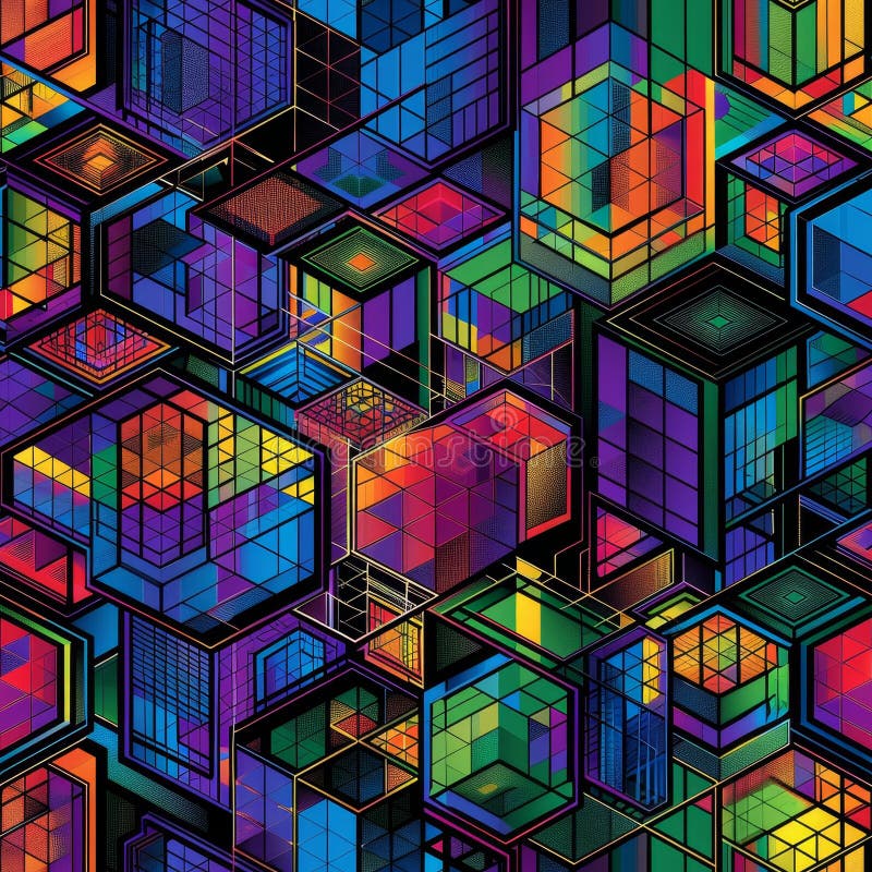Colorful Geometric Cubes Pattern in Neon Hues Stock Image - Image of ... Colorful Geometric Cubes Pattern in Neon Hues Stock Image - Image of ...