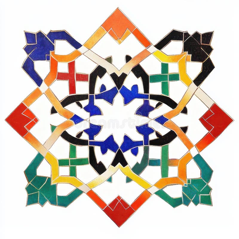 A Colorful Geometric Design Featuring Intricate Patterns and Shapes ...