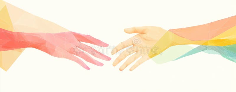 A Colorful Geometric Design Illustrating Two Hands Joining Together in ...