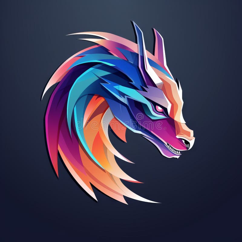 Fierce Blue Dragon with Red Eyes and Sharp Teeth. Stock Illustration ...