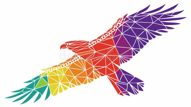 Colorful Geometric Eagle in Flight, Abstract Wilderness Art, Dynamic ...