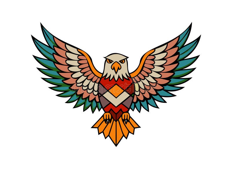Colorful Geometric Eagle Vector Illustration - Vibrant Tribal Art ...