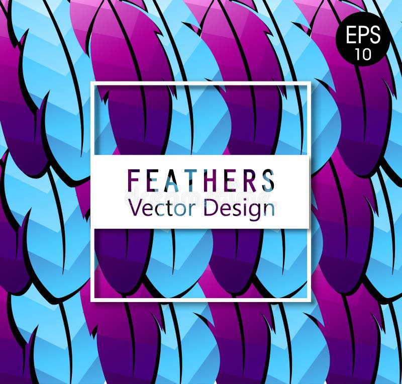 Colorful Geometric Feathers` Background. Vector Feather Stock Vector ...