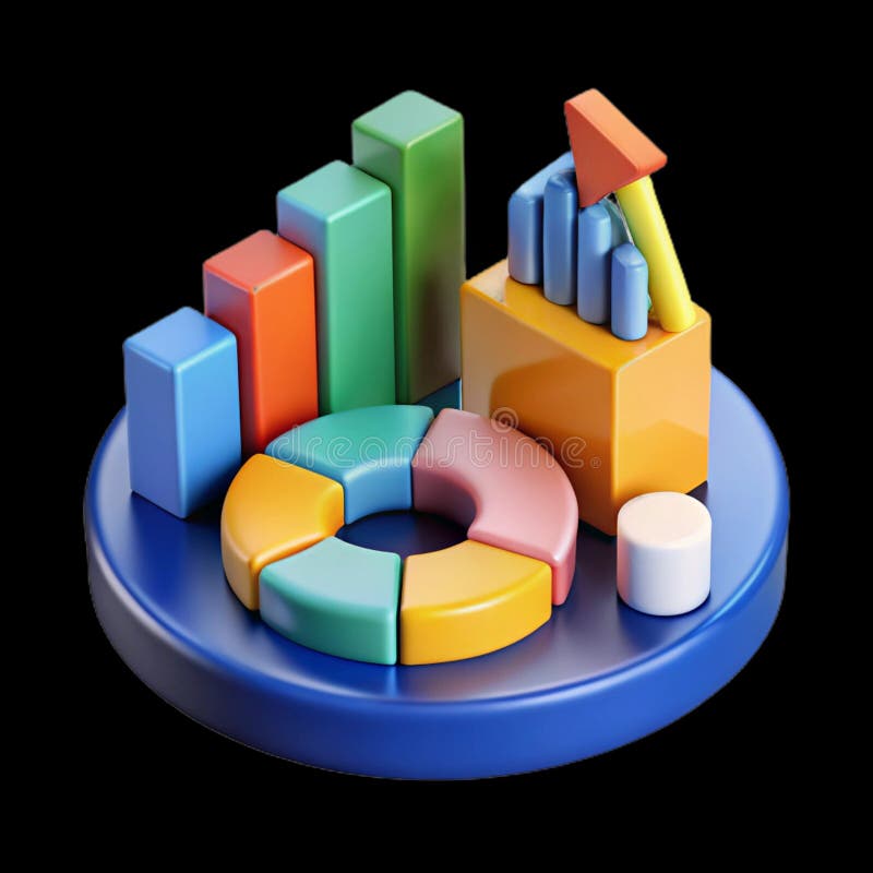Colorful Geometric Financial Charts and Diagrams Bar Graph Pie Chart ...