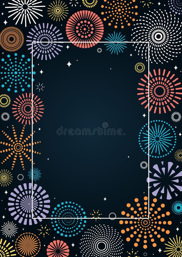 Colorful Geometric Fireworks Frame, Border Stock Vector - Illustration ...
