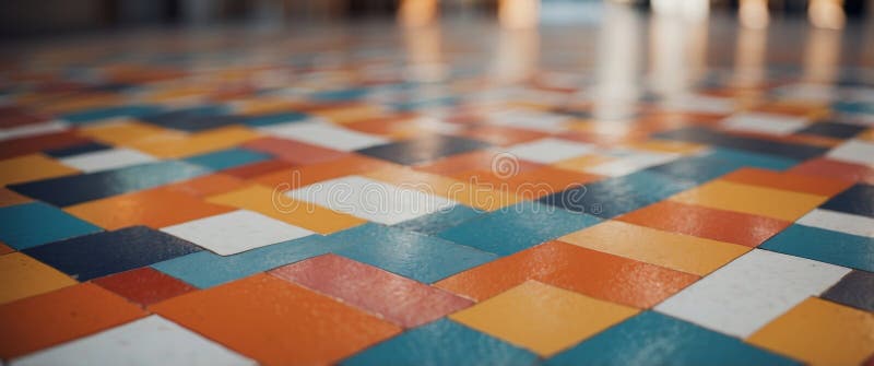 Colorful Geometric Floor with White Lines and Shadows. Stock Photo ...