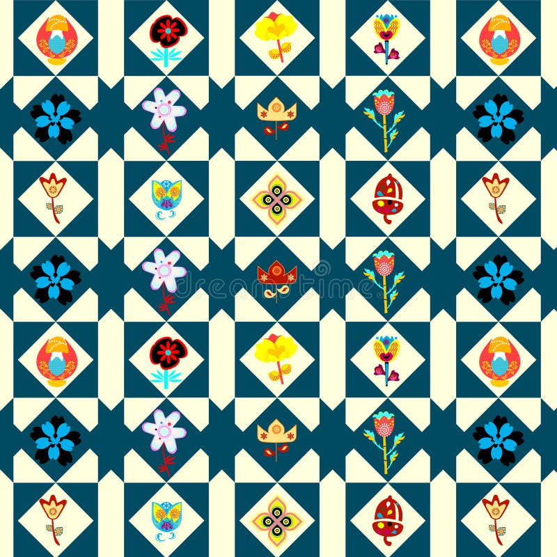 Colorful Geometric and Floral Repeating Pattern Stock Vector ...