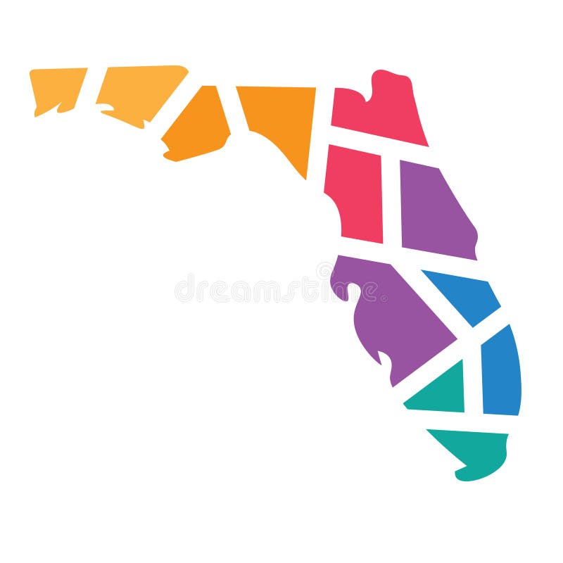 Colorful Geometric Florida Map Stock Vector - Illustration of miami ...