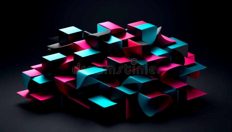 Colorful Geometric Forms Create Dynamic Visual Rhythm in Dark Space ...