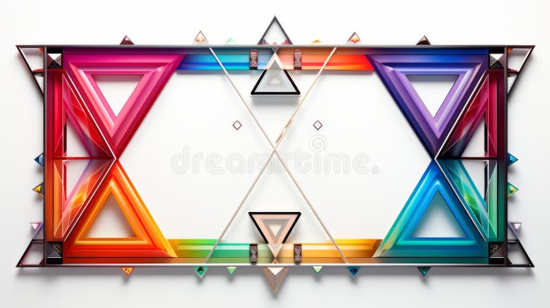 A Colorful Geometric Frame with Triangles on it Stock Illustration ...