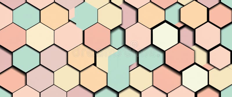 Colorful Geometric Hexagon Pattern Design with Pastel Tones and Shadows ...