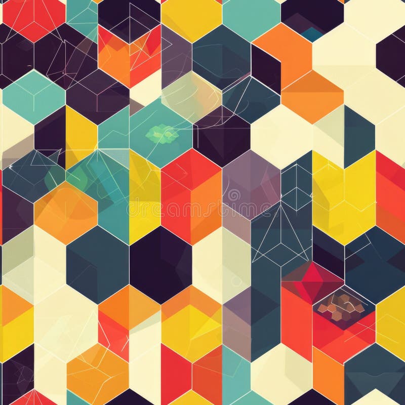 Colorful Geometric Hexagon Pattern for Modern Design and Decor. AI ...