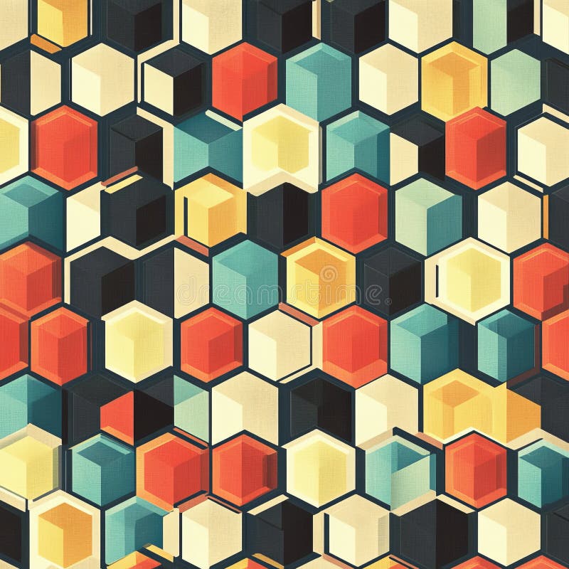 Colorful Geometric Hexagonal Pattern with Retro Vibe for Modern ...