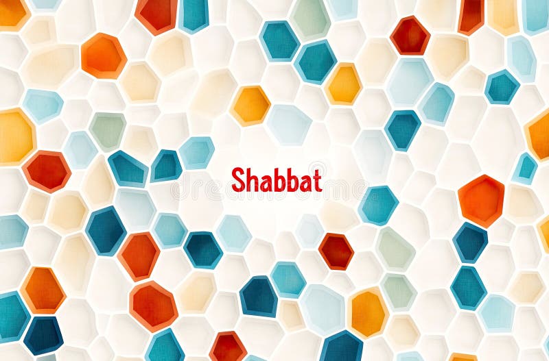 Colorful Geometric Honeycomb Pattern with Shabbat Text Stock Image ...