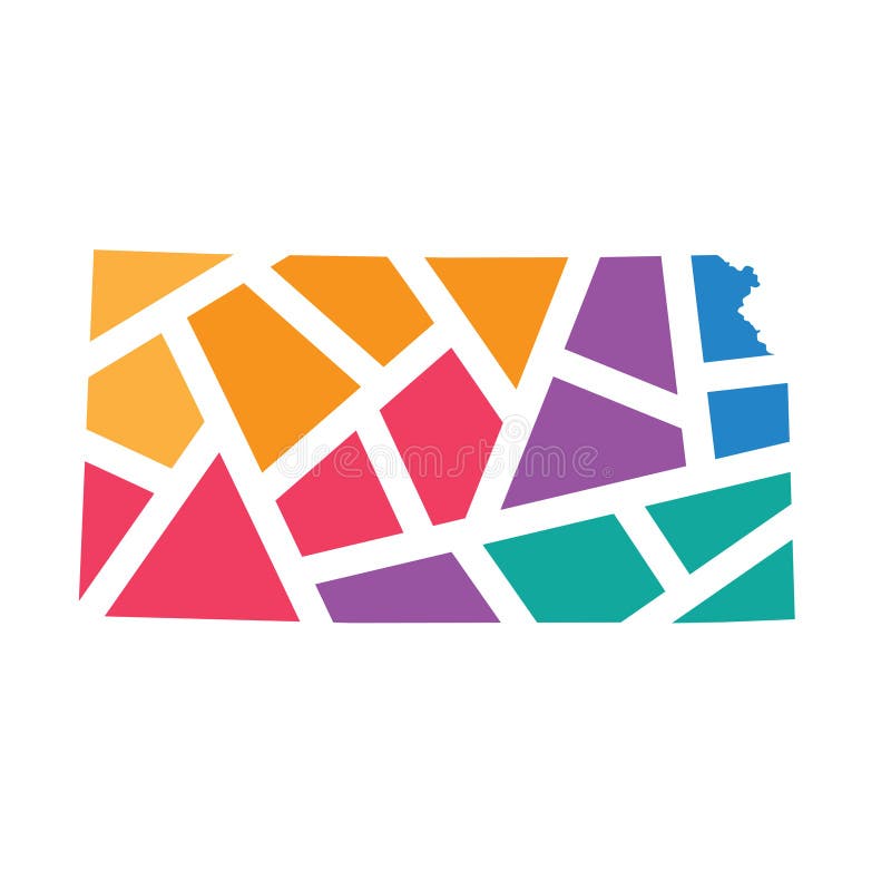 Colorful Geometric Kansas Map Stock Vector - Illustration of shadow ...