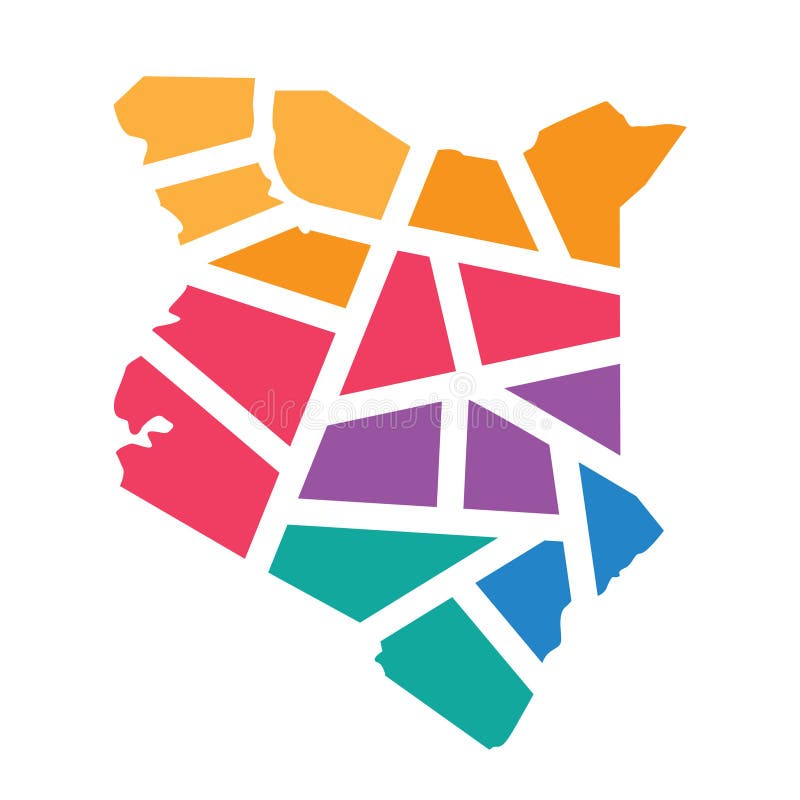 Colorful Geometric Kenya Map Stock Vector - Illustration of cartography ...