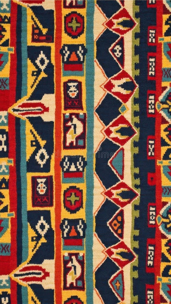 Colorful Geometric Kilim Patterns with Traditional Aztec Influence ...