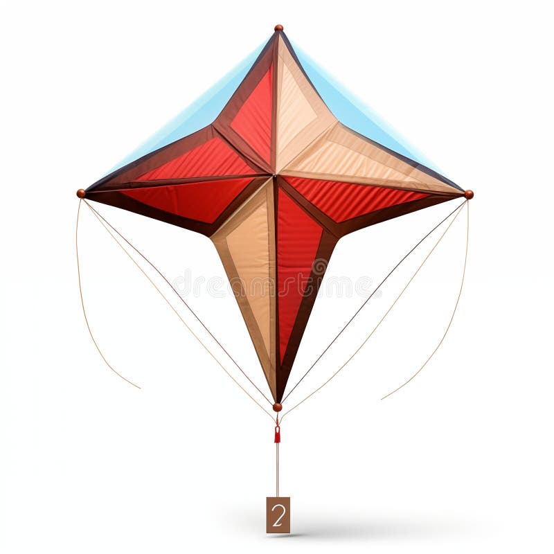 Colorful Geometric Kite with Red and Beige Patterns Against a White ...