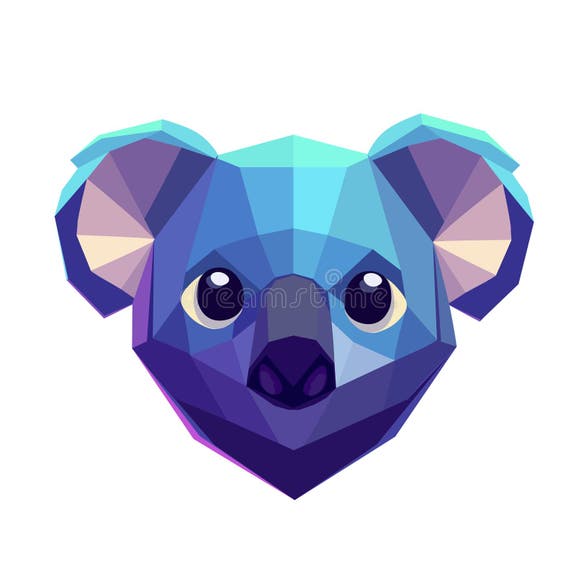 Colorful Geometric Koala Design. Modern Low Poly Koala Artwork Stock ...