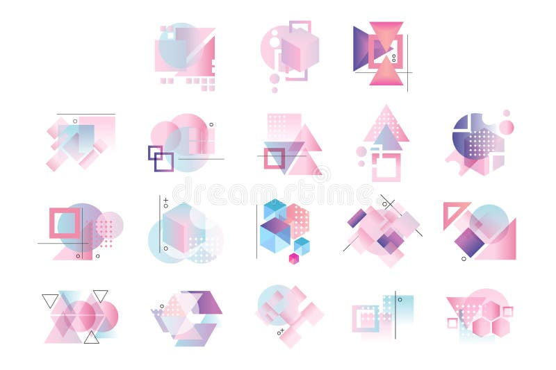 Colorful Geometric Logo Set, Abstract Elements Vector Illustrations ...