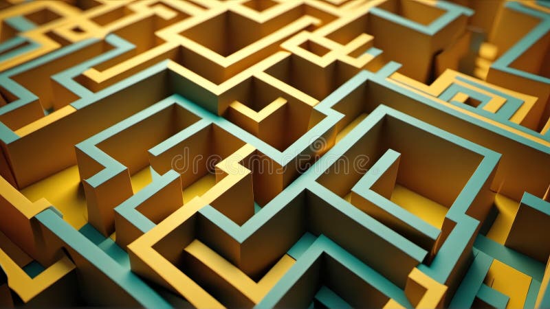 Colorful Geometric Maze Design with Intricate Pathways and Depth Stock ...