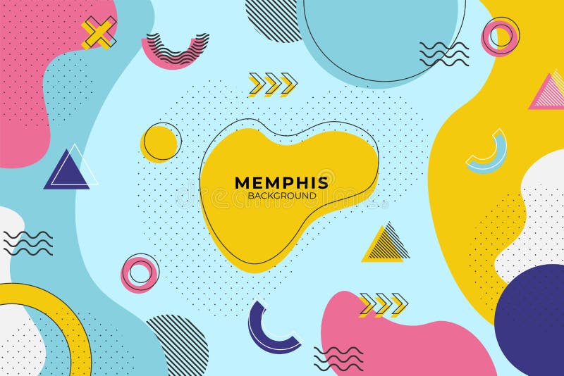 Colorful Geometric Memphis Style Background with Dynamic Shape ...