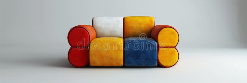 Colorful Geometric Modular Sofa in Modern Interior Design Stock Image ...
