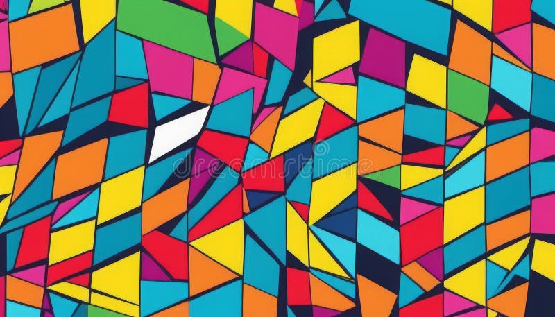 Colorful Geometric Mosaic with Abstract Triangular Patterns in a ...