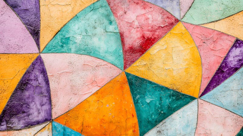 Colorful Geometric Mural with Vibrant Textures. Stock Illustration ...