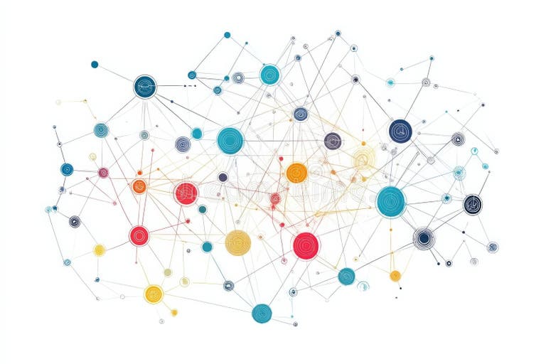 Colorful Geometric Network Web with Interconnected Nodes and Patterns ...