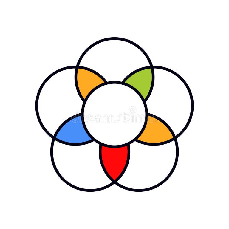 Colorful Geometric Overlapping Circles with Central White Stock Vector ...