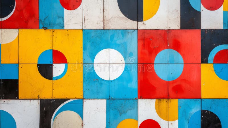 Colorful Geometric Pattern with Circular and Square Shapes Stock Image ...