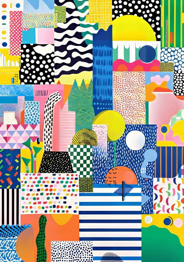 Colorful Geometric Pattern Collage Stock Photo - Image of colorful ...