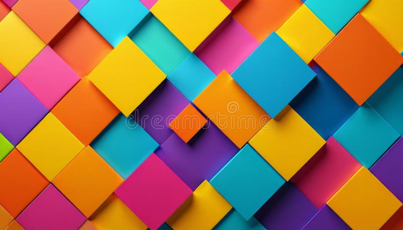Colorful Geometric Pattern with 3D Squares Stock Image - Image of ...