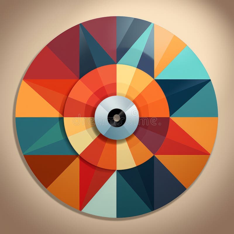 A Colorful Geometric Pattern on a Disc with an Eye in the Center Stock ...