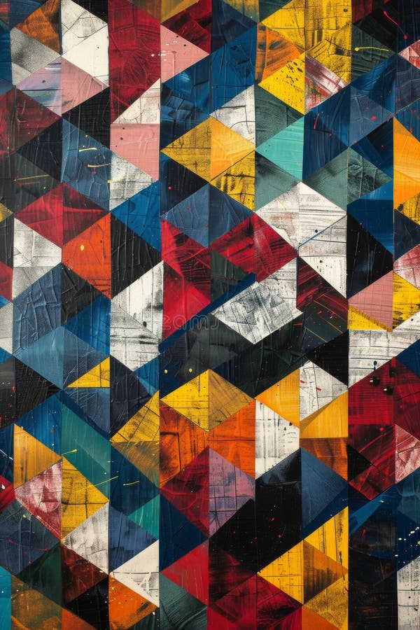 Colorful Geometric Pattern of Abstract Triangles, Vibrant Design with ...