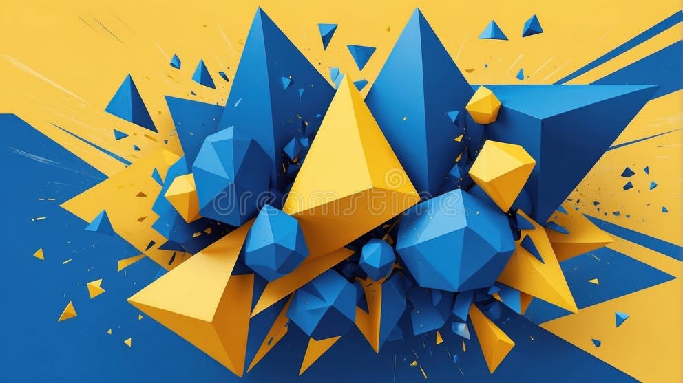 Colorful Geometric Pattern Featuring Blue and Yellow Shapes with ...