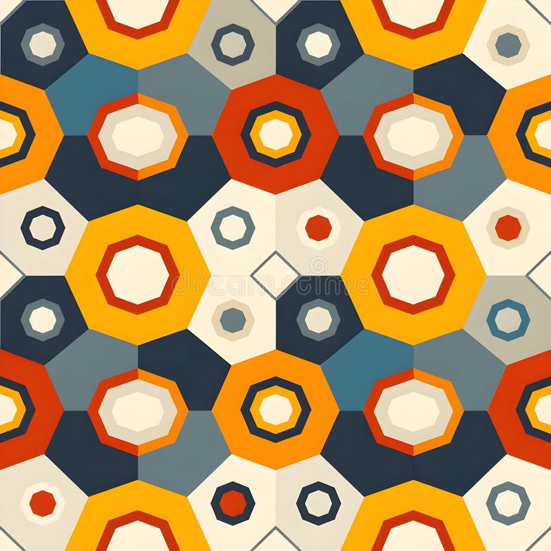 Colorful Geometric Pattern Featuring Hexagons and Octagons in Various ...