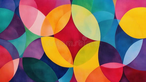 Colorful Geometric Pattern of Interlocking Circles with Vibrant Primary ...