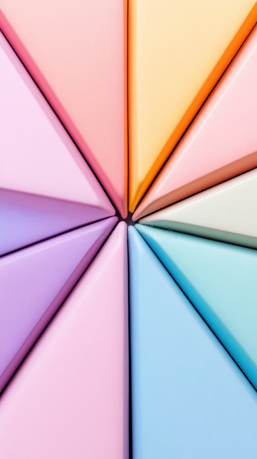 Colorful Geometric Pattern with Pastel Triangles Converging at a ...