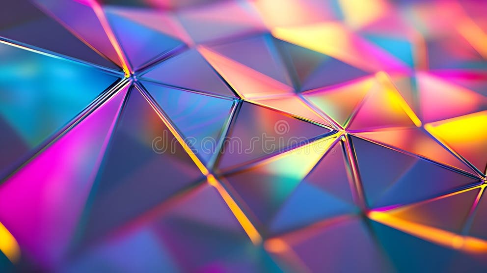 Colorful Geometric Pattern with Reflective Triangles and Prism Effects ...