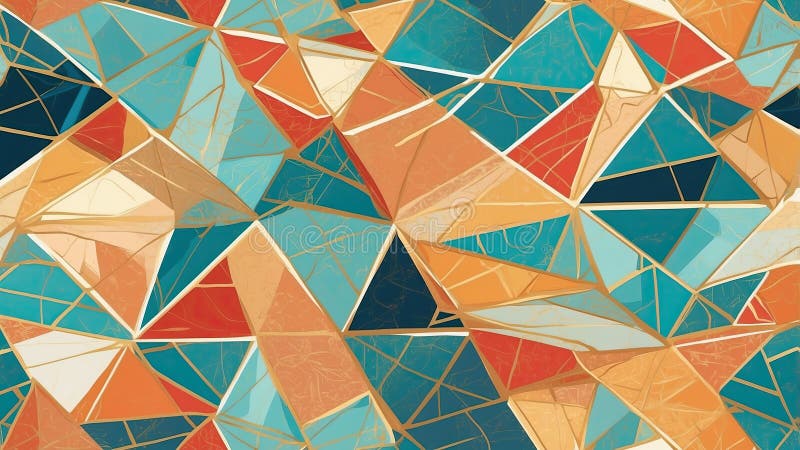 Colorful Geometric Pattern with Sharp Angles and Contrasting Hues in a ...