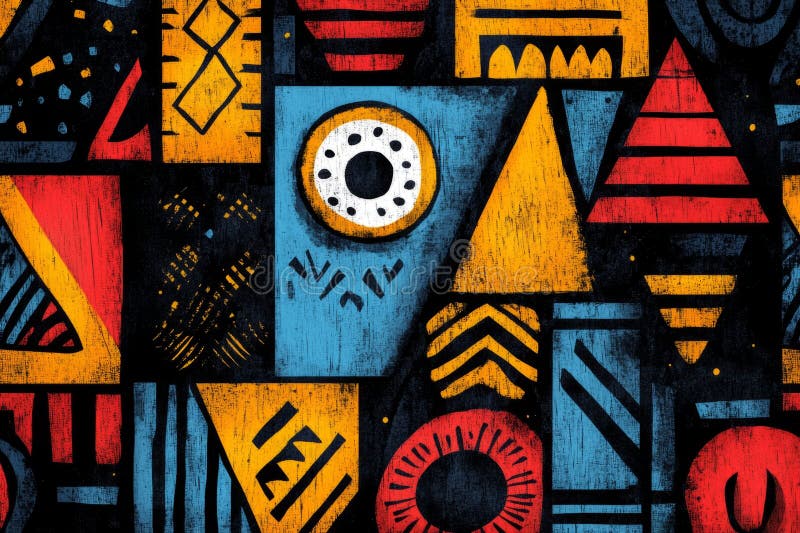 Colorful Geometric Pattern Showing Triangles, Circles and Squares ...