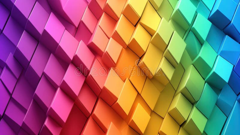 Colorful Geometric Pattern of Stacked 3d Cubes in Rainbow Spectrum for ...
