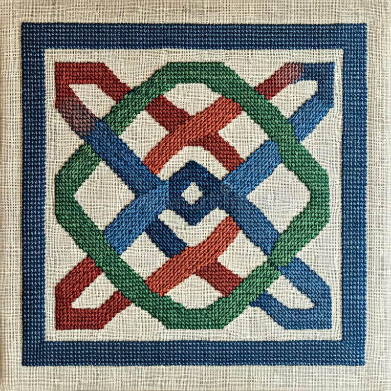 Colorful Geometric Pattern in Traditional Stitching Design Art Stock ...