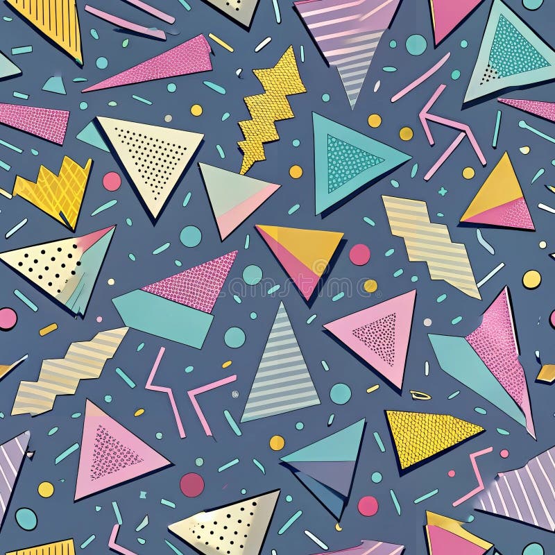 Colorful Geometric Pattern with Triangles and Shapes in Retro Style ...
