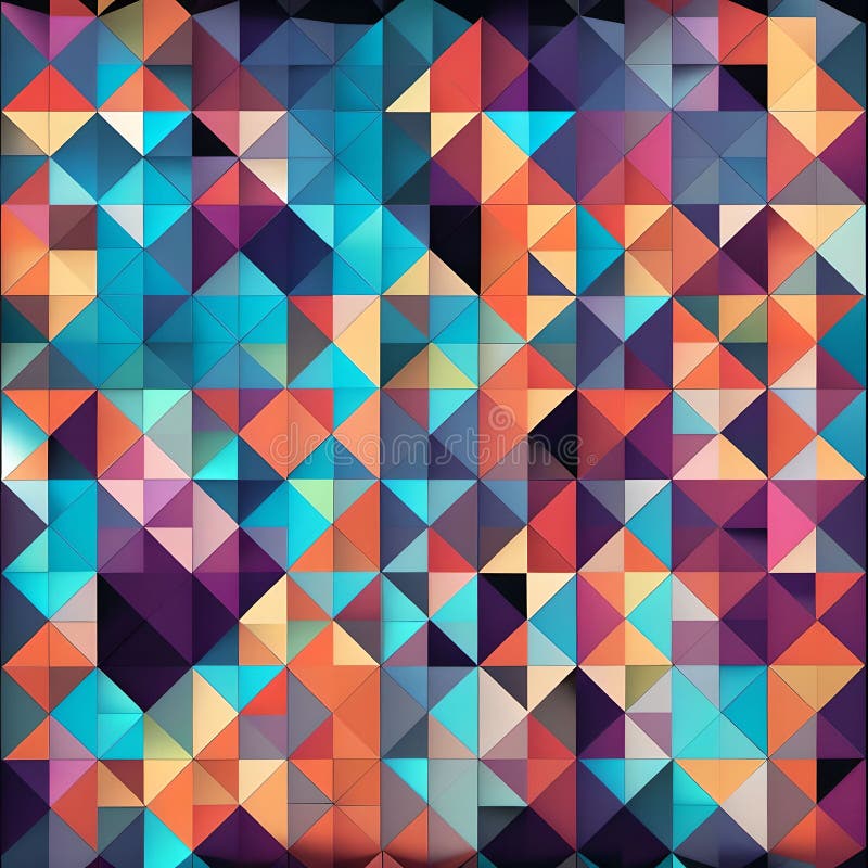 Colorful Geometric Pattern with Triangles and Squares Creating a ...