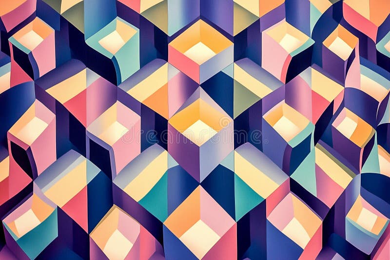 Colorful Geometric Patterns Create a Vibrant and Engaging Visual Experience in Abstract Art ...