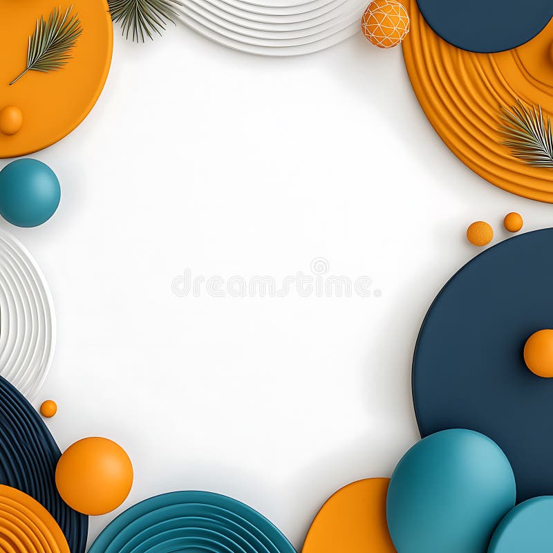 Colorful Geometric Patterns Create Vibrant Frame with Circular Shapes ...