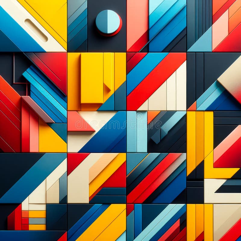 Colorful Geometric Patterns Created with Three-dimensional Blocks in a ...